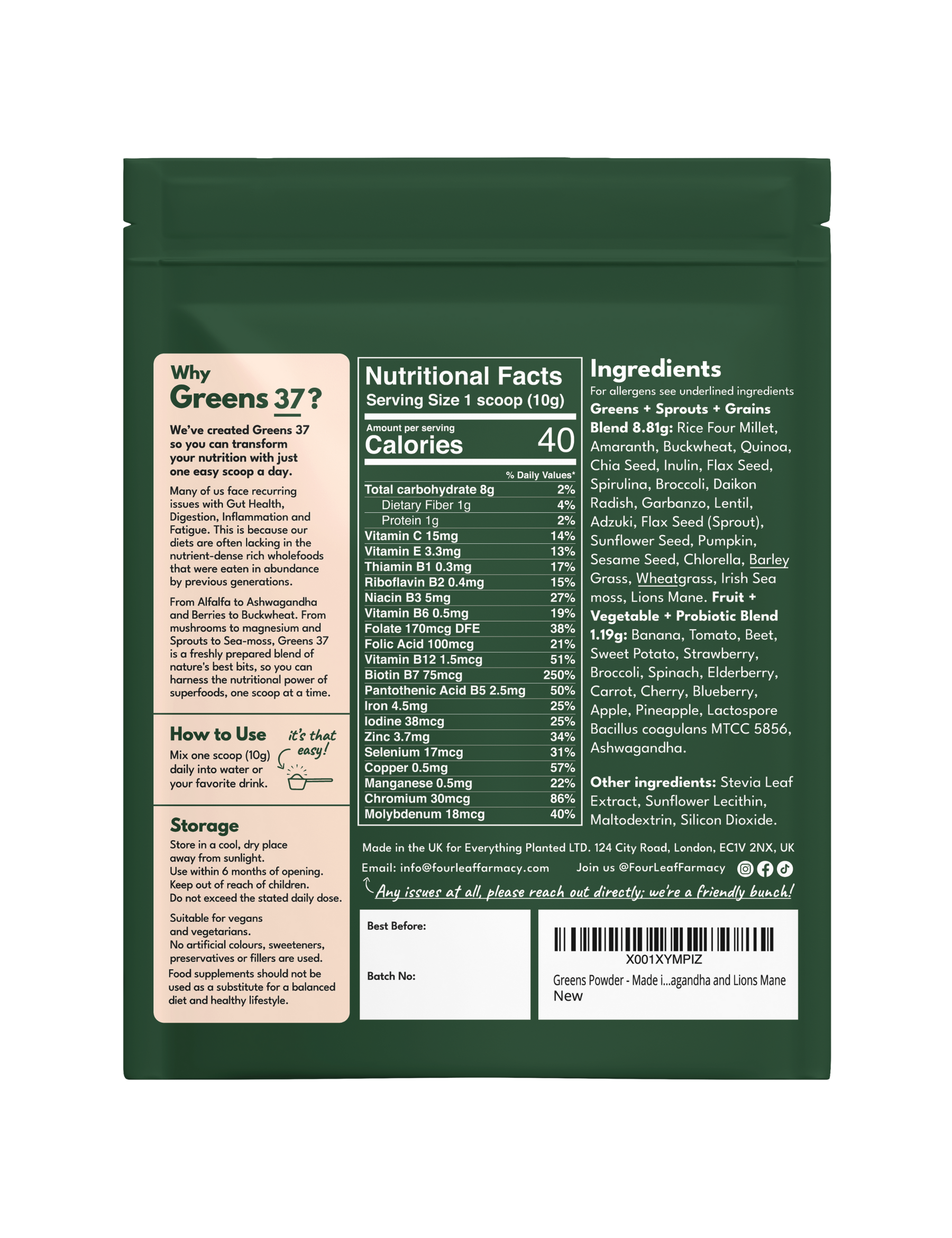 Greens 37 - Fresh Superfood Blend for Energy – Four Leaf Farmacy